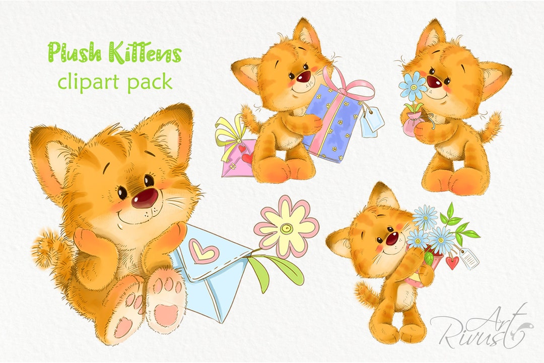 Kitten Clipart - Baby Animals Clip Art, Printable Clipart, Greeting ...