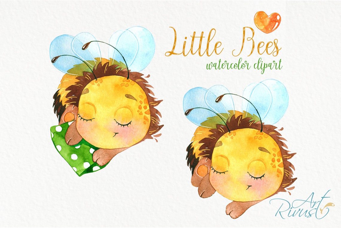 Bees. Cute Bee Watercolor Clipart.baby Animals Clip Art - Etsy