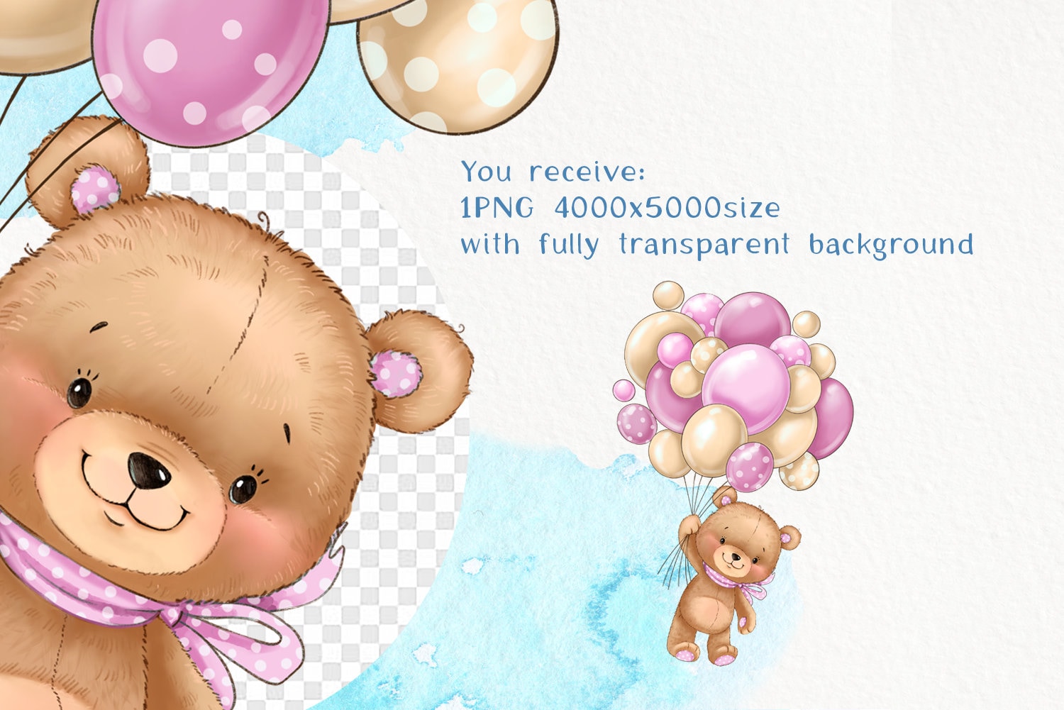 Oso con globos PNG / Sublimación de ositos de bebé / Clipart - Etsy España