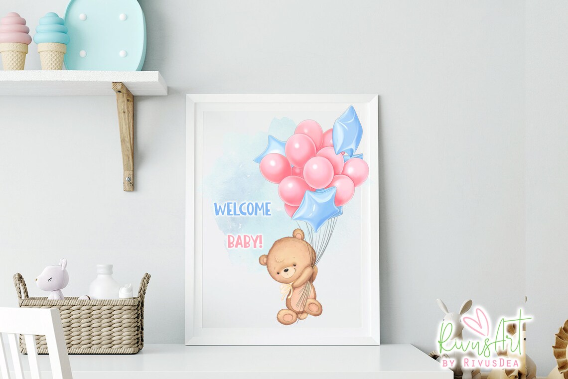 Bear With Balloons PNG Baby Bear Sublimation Balloons - Etsy