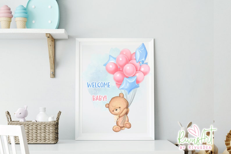 Bear With Balloons PNG Baby Bear Sublimation Balloons - Etsy
