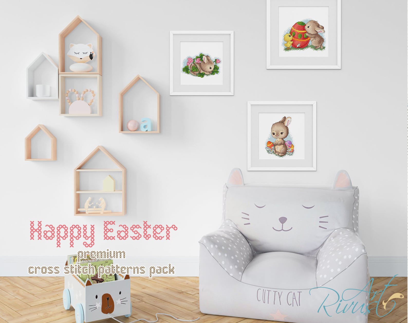 Cross Stitch Pattern Scheme happy Easter Baby - Etsy