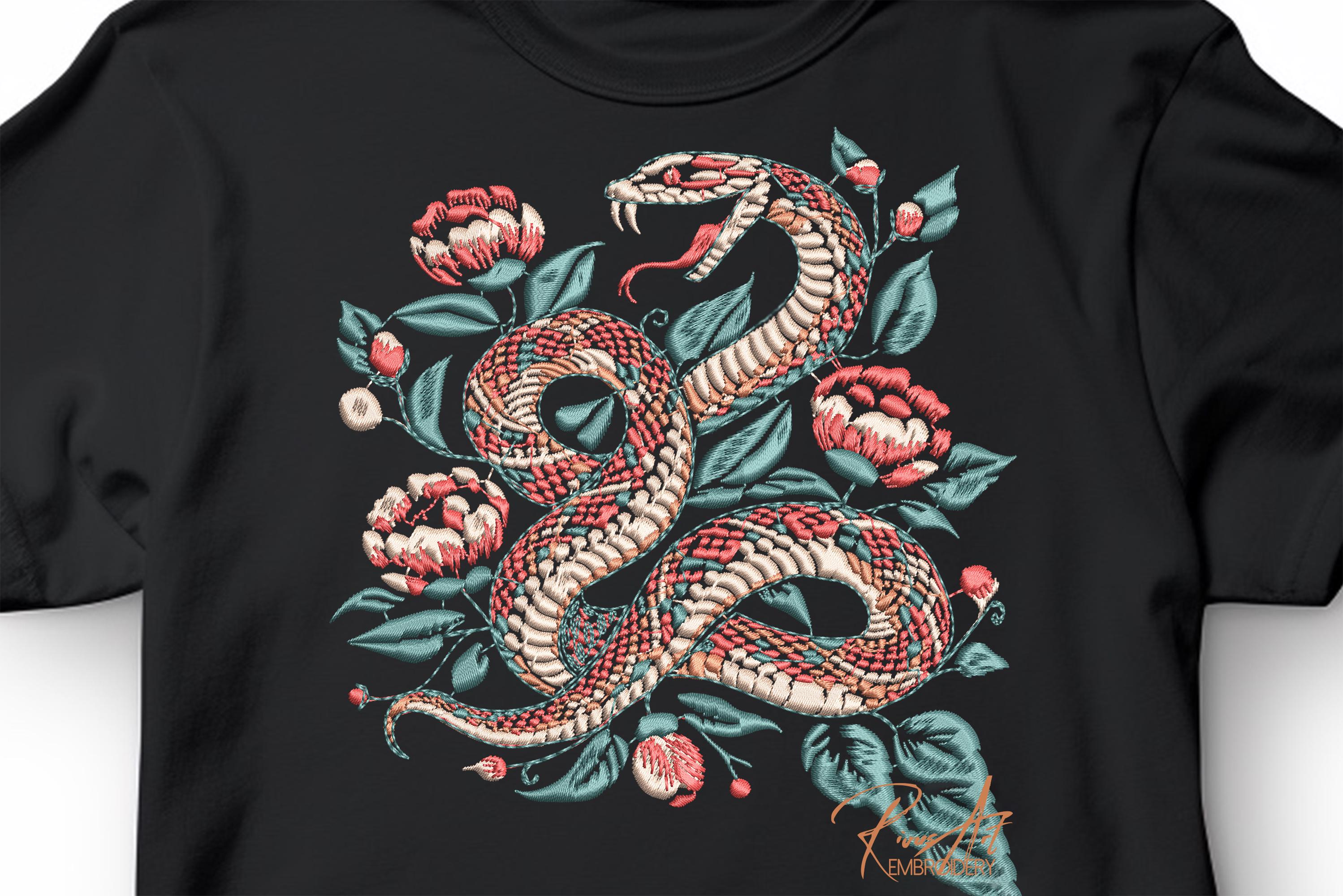 Gothic Serpent Embroidery Designs File | Floral Snake Machine Pattern ...