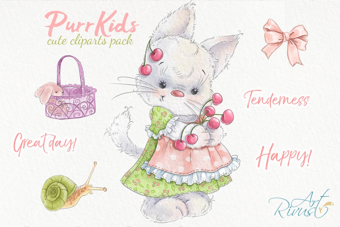 Kitten Clipart Baby Animals Clip Art Printable Clipart - Etsy