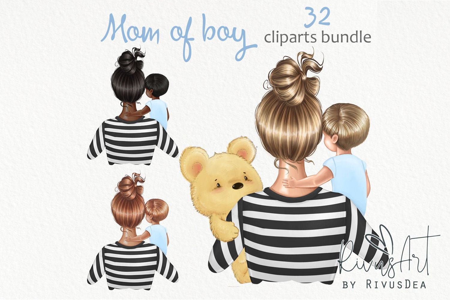 Mothers Day Clipart. Mother Son Clip Art. Mom of Boy | Etsy