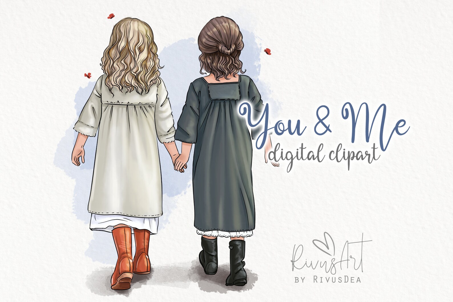 Best Friends Clipart. Vintage Besties PNG Clip Art. Sisters - Etsy UK