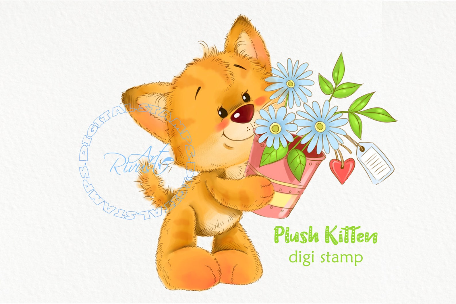 Furry Kitten Digital Stamp Kitten Digi Stamp Cute Cat Clip - Etsy