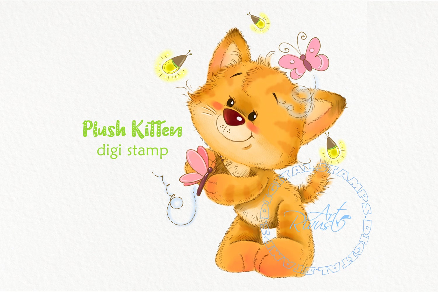 Furry Kitten Digital Stamp Kitten Digi Stamp Cute Cat Clip - Etsy