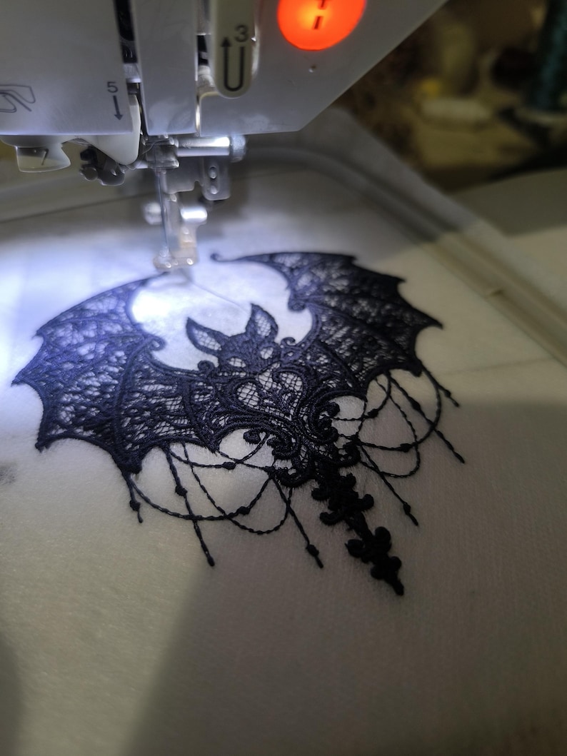 FSL Embroidery Designs File - Baroque Lace Bat Dark Academia Jewelry ...