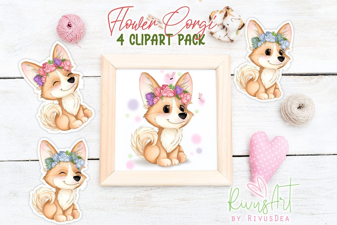Cute Corgi Puppy PNG Clipart Pack. Corgi Dog Clip Art. Corgi Graphics ...