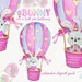 Hot Air Balloons Clipart PNG. Cute Watercolor Bunny Clip Art. Gentle ...