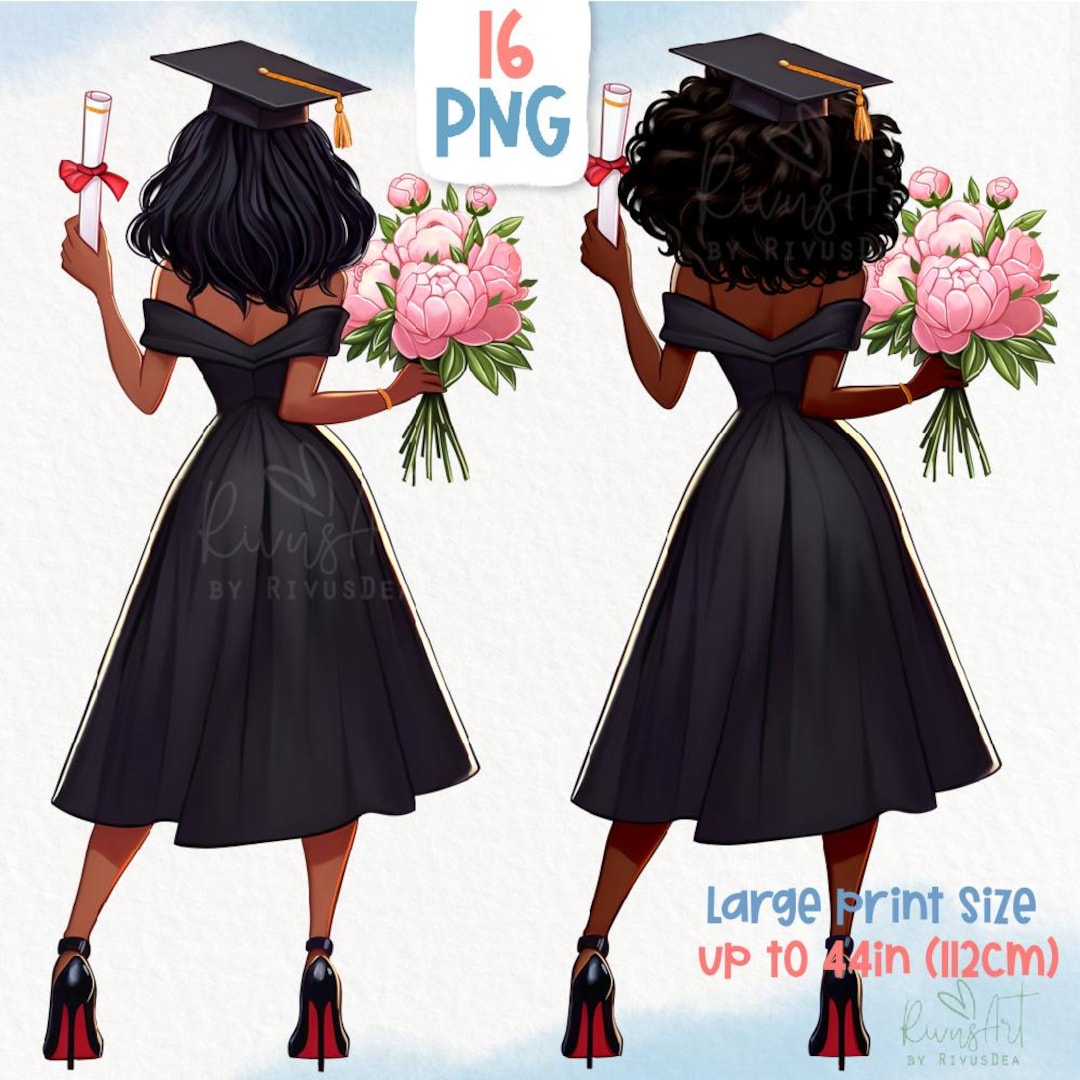 Graduation Girls Clipart, Graduation PNG, Graduation Party Cake Topper ...