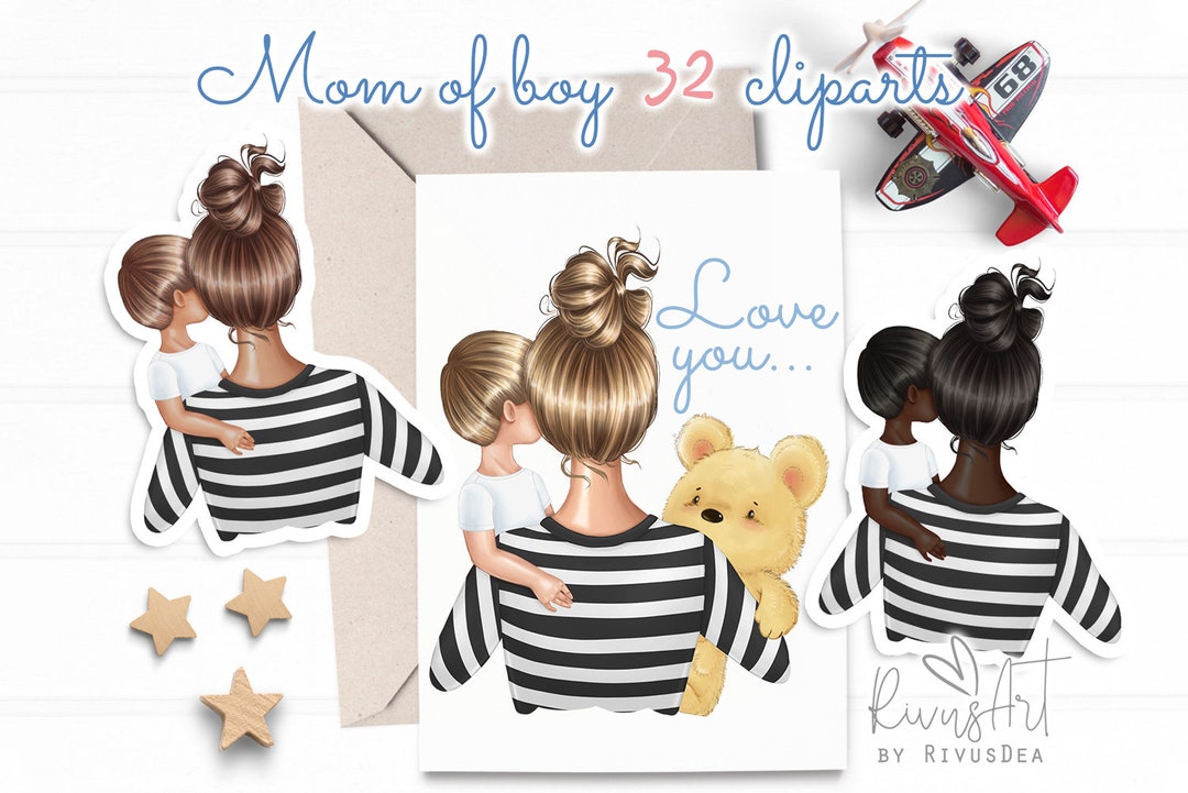 Mother’s Day Clipart. Mother Son Clip Art. Mom of Toddler Boy Planner ...
