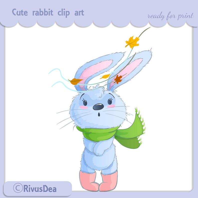 Bunny clipart. Autumn rabbit PNG clip art. Cute hare pack with | Etsy