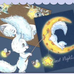 Fox Watercolor PNG Clipart. Good Night Graphic. Arctic Fox, Cute Mink ...