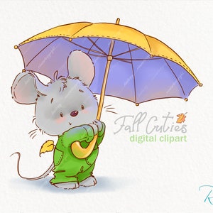 Fall Clipart. Cute Mouse Clip Art. Little Mouse Illustrations, Autumn ...
