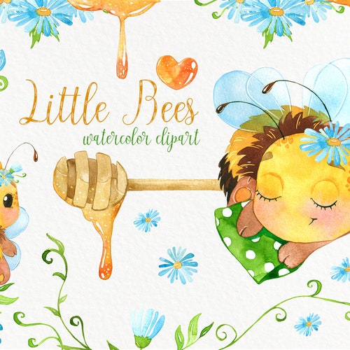 Bees. Cute Bee Watercolor Clipart.baby Animals Clip Art - Etsy