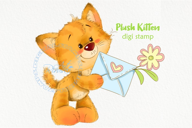 Furry Kitten Digital Stamp Kitten Digi Stamp Cute Cat Clip - Etsy