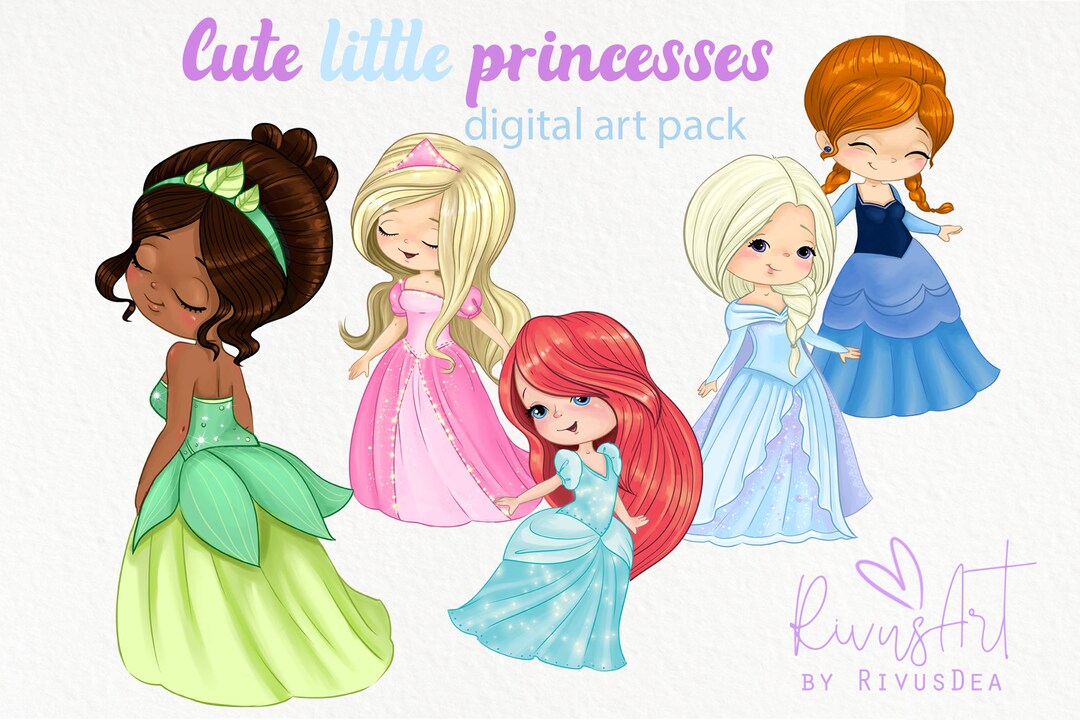 Cute Princess PNG Clipart Set. Princesses, Fairytale, Girl, Birthday ...
