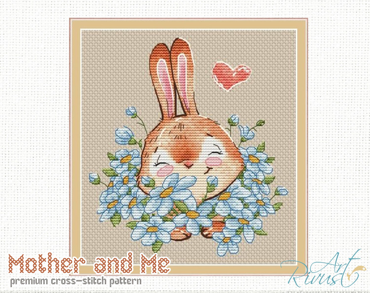 PDF Cross Stitch Pattern Mother Day Bunny Flowers Bouquet - Etsy