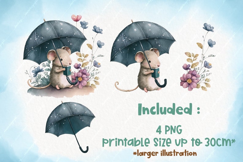 Mouse Clipart L Rainy Day PNG L Spring Clip Art L Mouse PNG L - Etsy