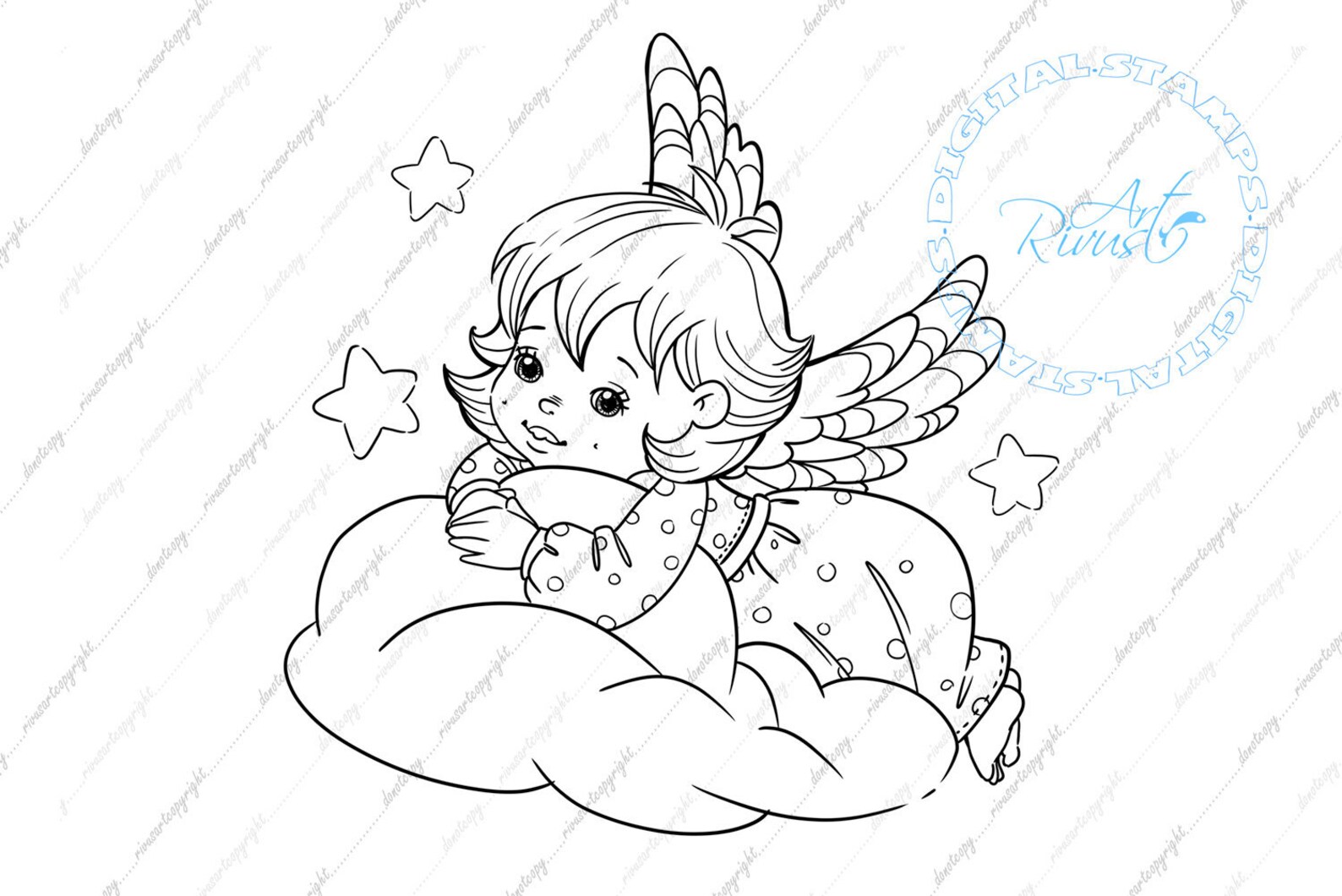 Angels Coloring Pages for Kids. Digital Stamp Cute Christmas - Etsy