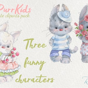 Cute Kitten Kitty Cat Clipart Pack. Baby Animal Clip Art for Girls Boys ...