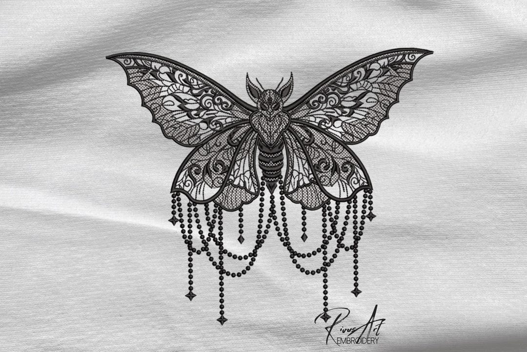 Gothic Lace Moth Machine Embroidery Design - NOT FSL! Victorian Dark ...