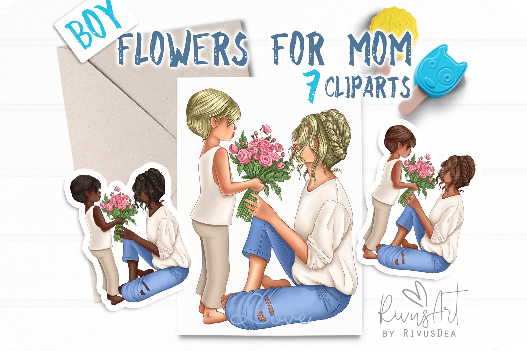 Mothers Day Clipart. Mother Son Clip Art. Mom of Boy Planner - Etsy
