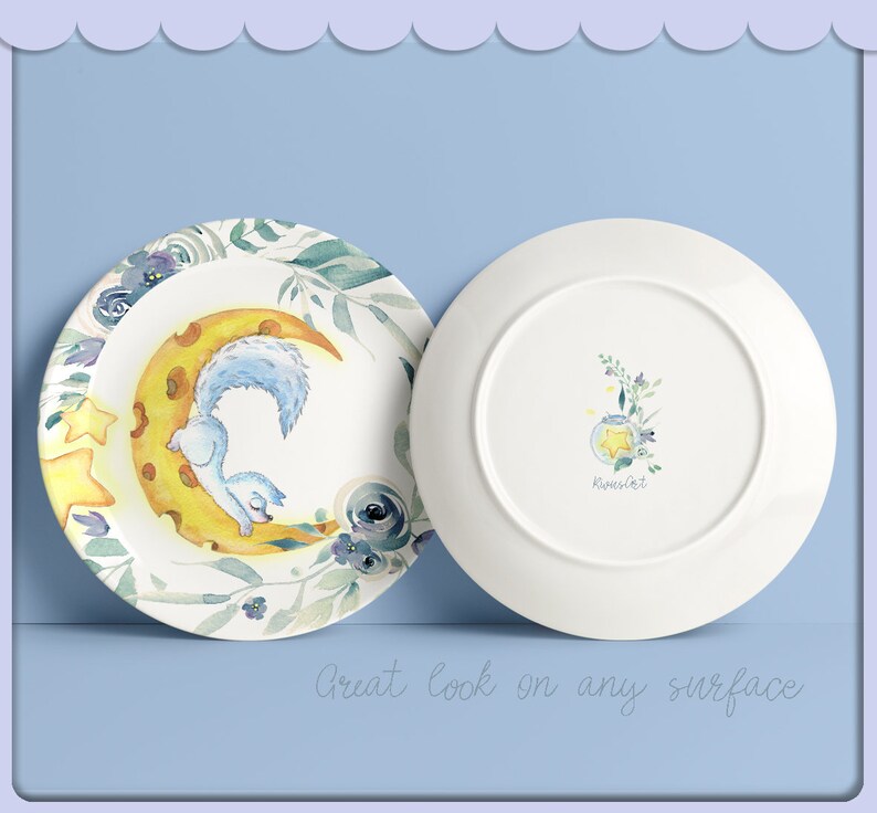 Fox watercolor PNG clipart. Good Night graphic. Arctic fox | Etsy