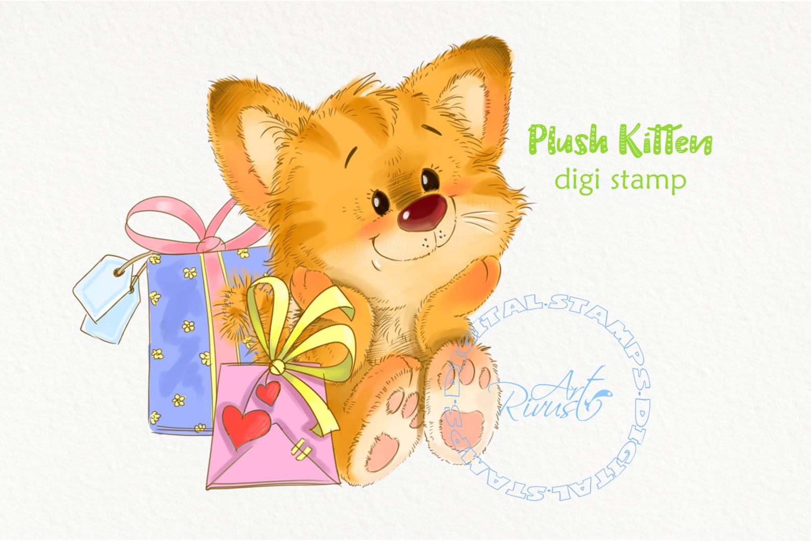 Furry Kitten Digital Stamp Kitten Digi Stamp Cute Cat Clip - Etsy