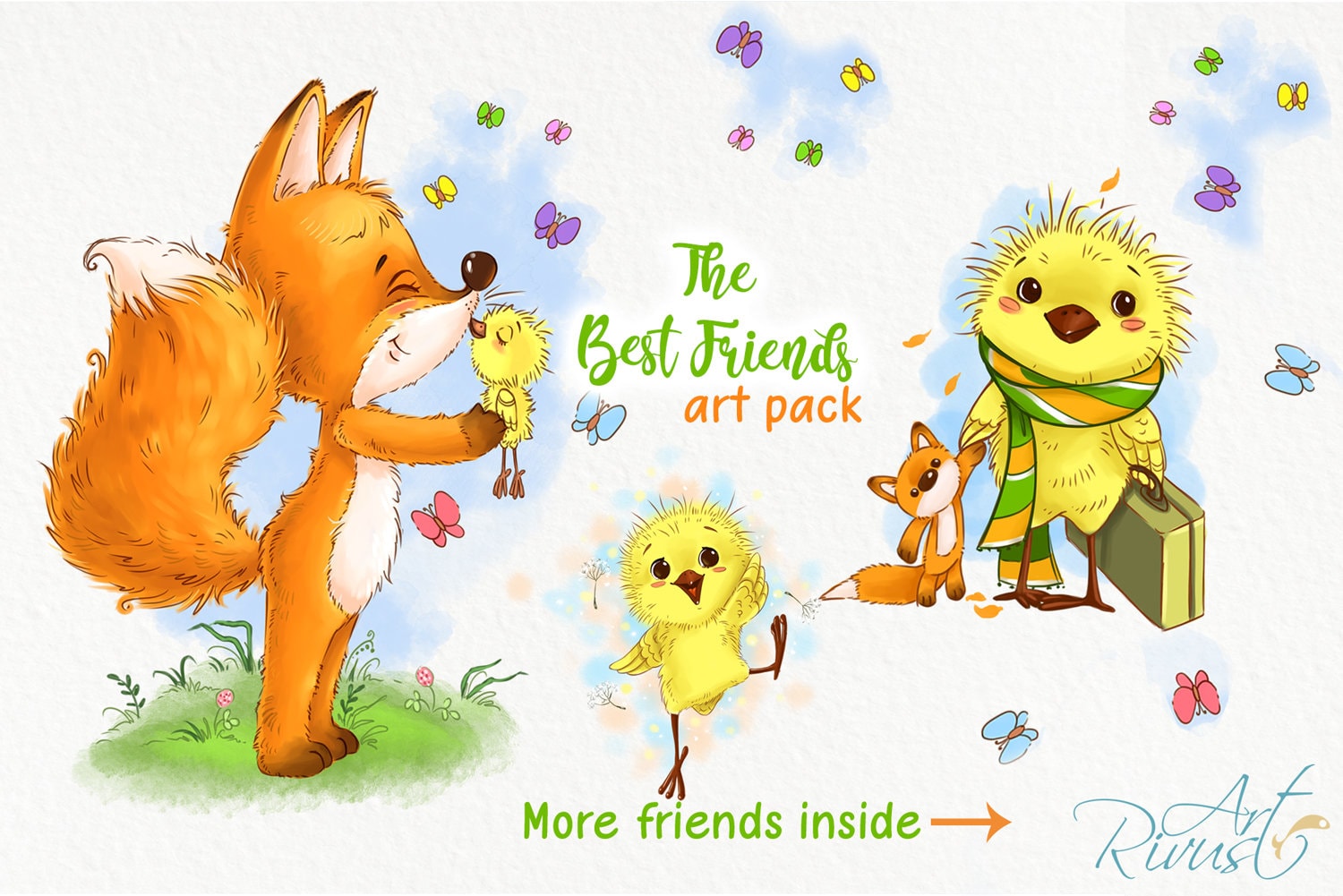 Fox and Chick PNG Clipart. the Best Friend Graphic Art. - Etsy