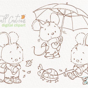 Fall Clipart. Cute Mouse Clip Art. Little Mouse Illustrations, Autumn ...