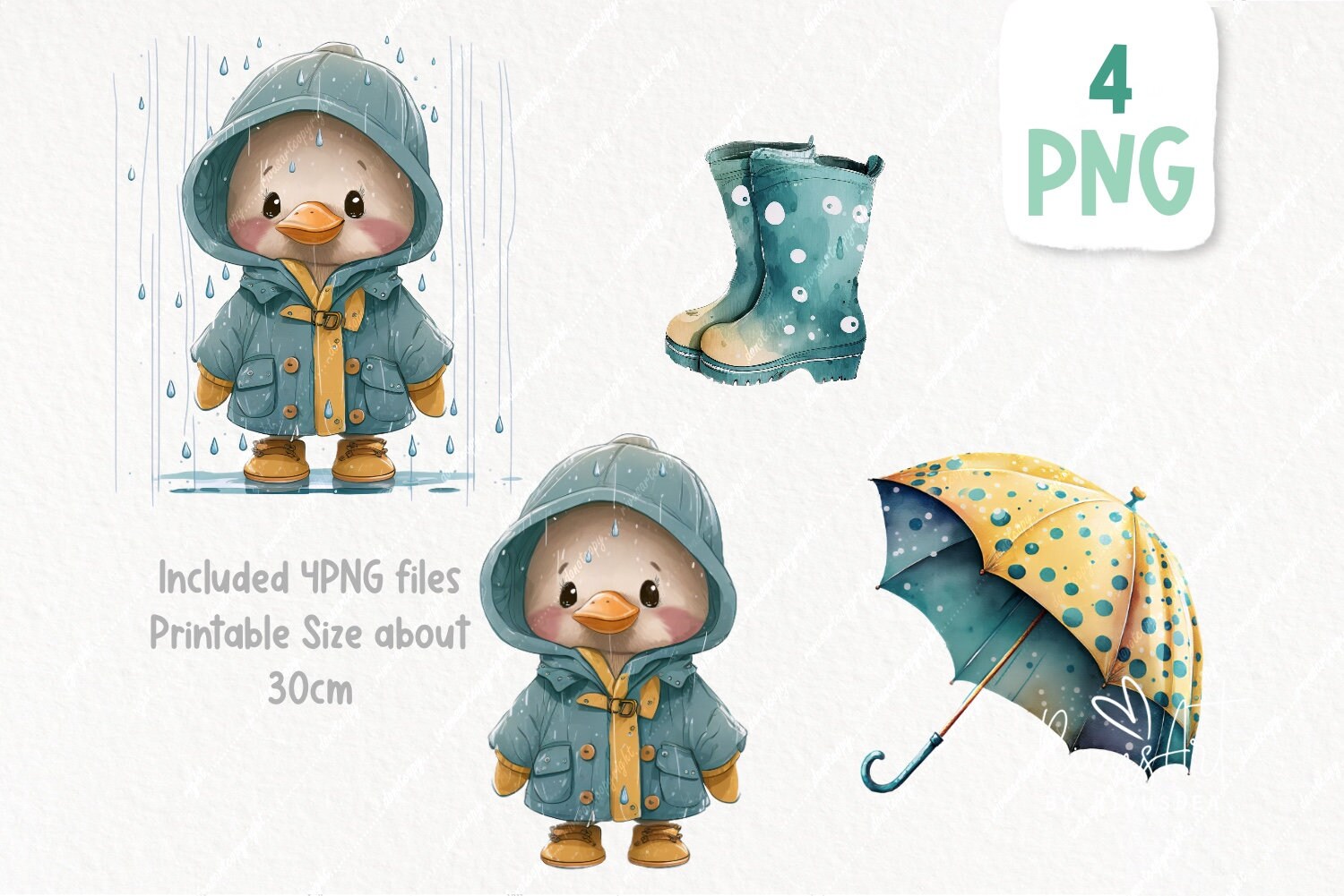 Duck in Raincoat Clipart L Rainy Day PNG L Spring Clip Art L - Etsy UK