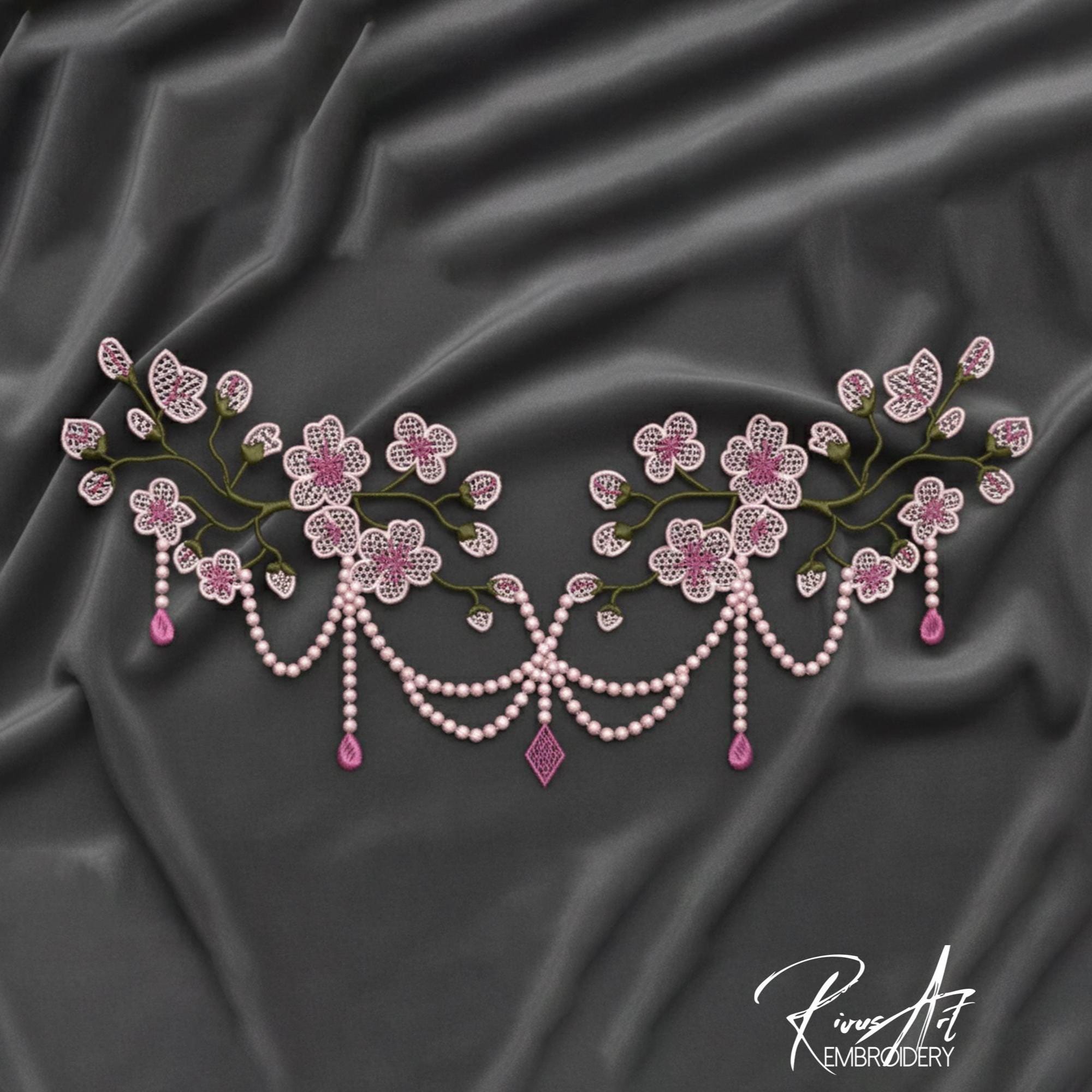 FSL Cherry Blossom Embroidery Design File | Fairycore Tiara | Boho ...
