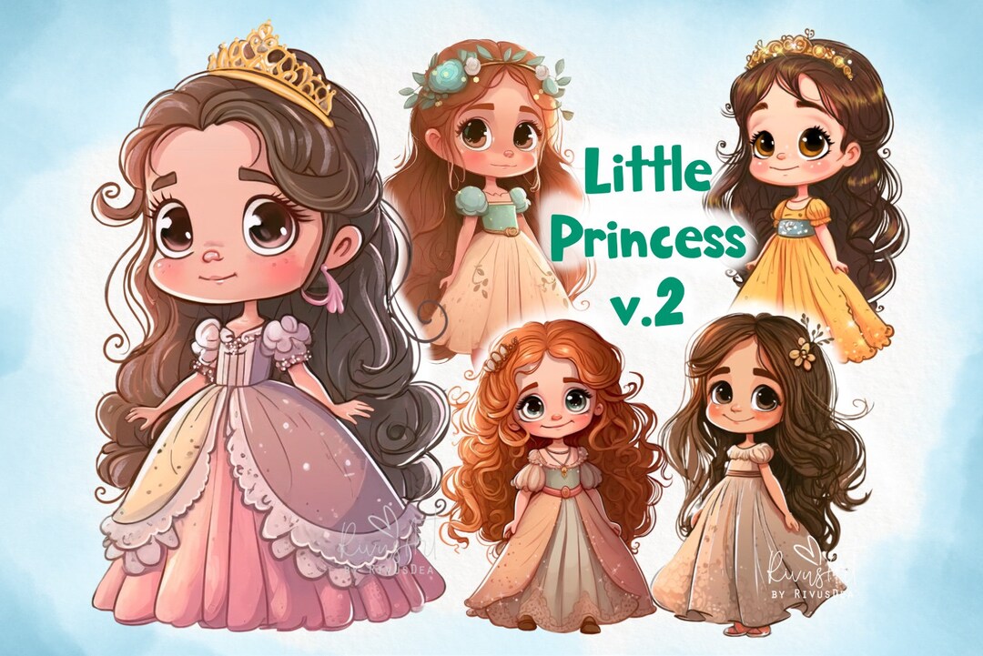 Cute Princess PNG Clipart Set. Princesses, Fairytale, Girl, Birthday ...