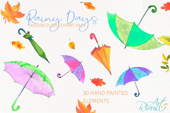 Umbrella With Raindrops Clipart