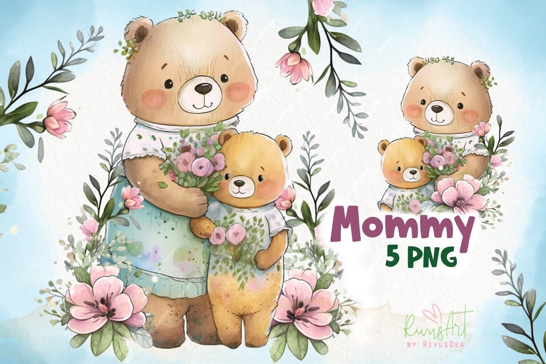 Mother Bear Clipart L Mothers Day PNG L Family Clip Art L Mommy Bear ...