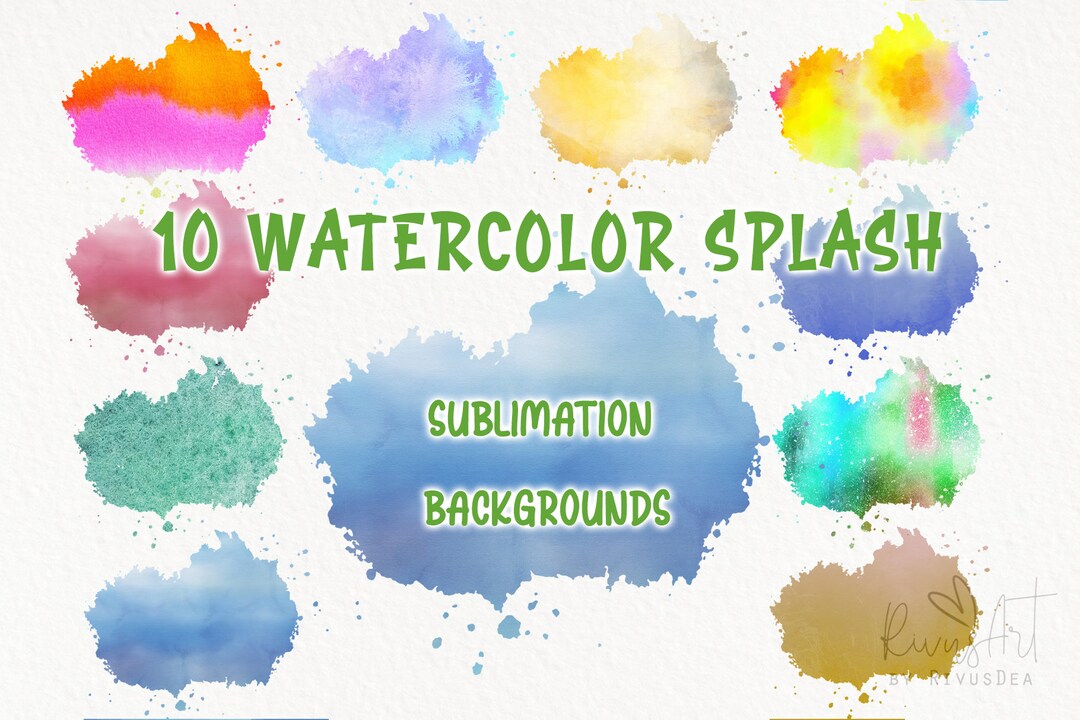 Watercolor PNG Sublimation Background Bundle. Watercolor Splash Design ...