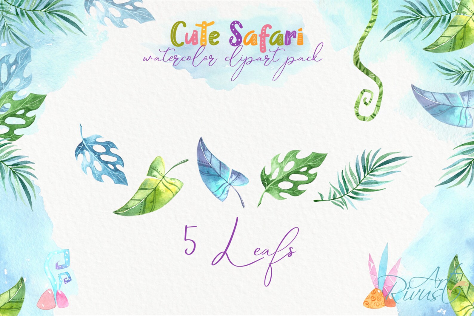 African Animals Clipart Safari Clip Art. Watercolor Cute - Etsy