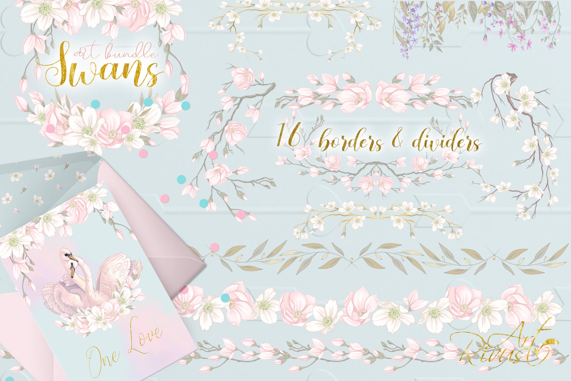 Swan Love Clipart Dividers