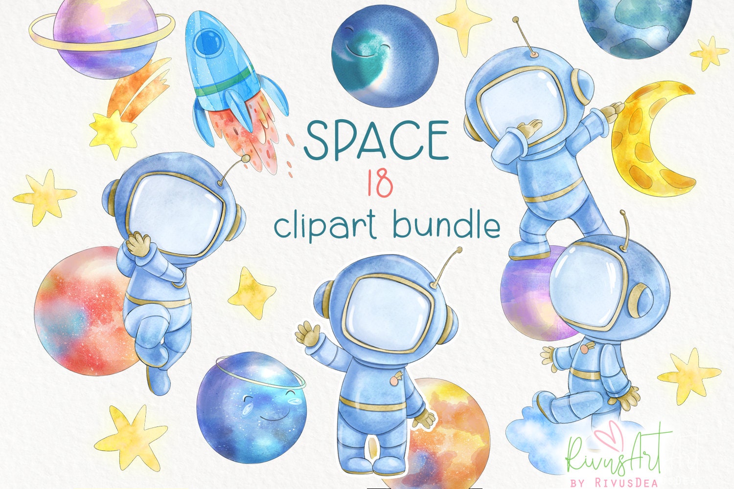 Cute Space Clipart Space Art Kids Outer Space Clip Art - Etsy