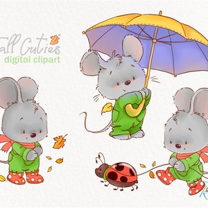 Fall Clipart. Cute Mouse Clip Art. Little Mouse Illustrations, Autumn ...