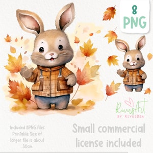 Fall PNG Autumn Sublimation Bunny With Autumn Leaves Clipart Fall ...