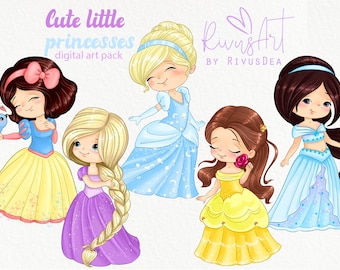 Cute Princess PNG Clipart Set. Princesses, Fairytale, Girl, Birthday ...