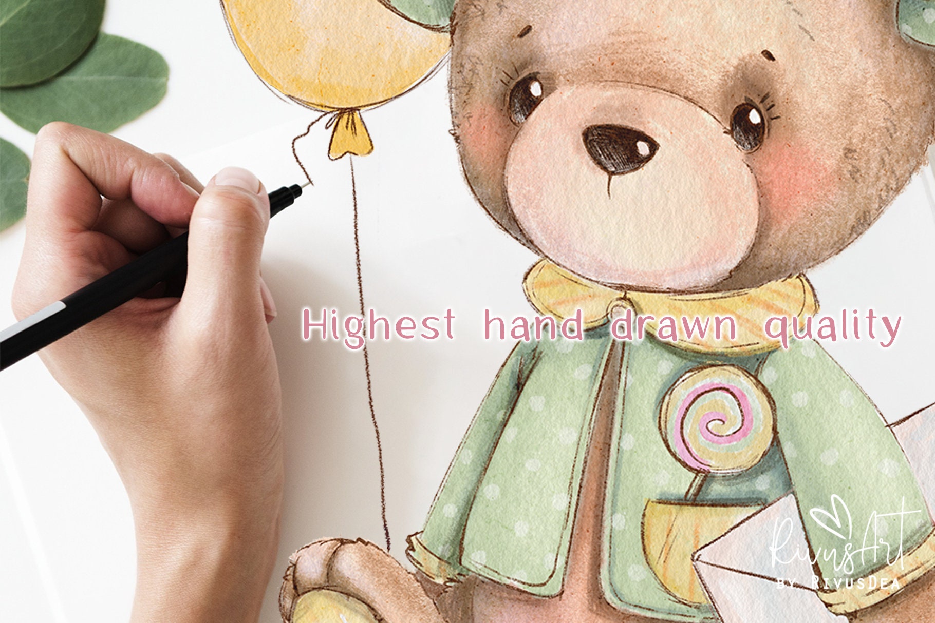 Vintage Teddy Bear Illustration Graphic Hand-drawn Nursery - Etsy