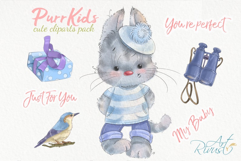 Cute Kitten Kitty Cat Clipart Pack. Baby Animal Clip Art for - Etsy