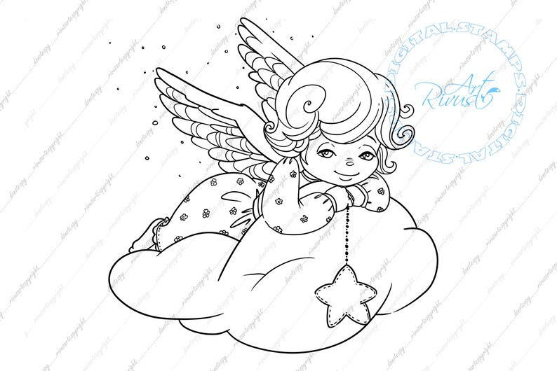 Angels Coloring Pages for Kids. Digital Stamp Cute Christmas - Etsy