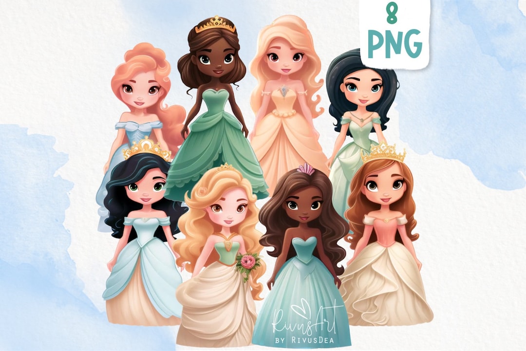 Cute Princess PNG Clipart Set. Princesses, Fairytale, Girl, Birthday ...