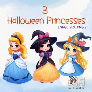 Halloween Princess PNG Clipart Set. Cute Princesses Cinderella ...